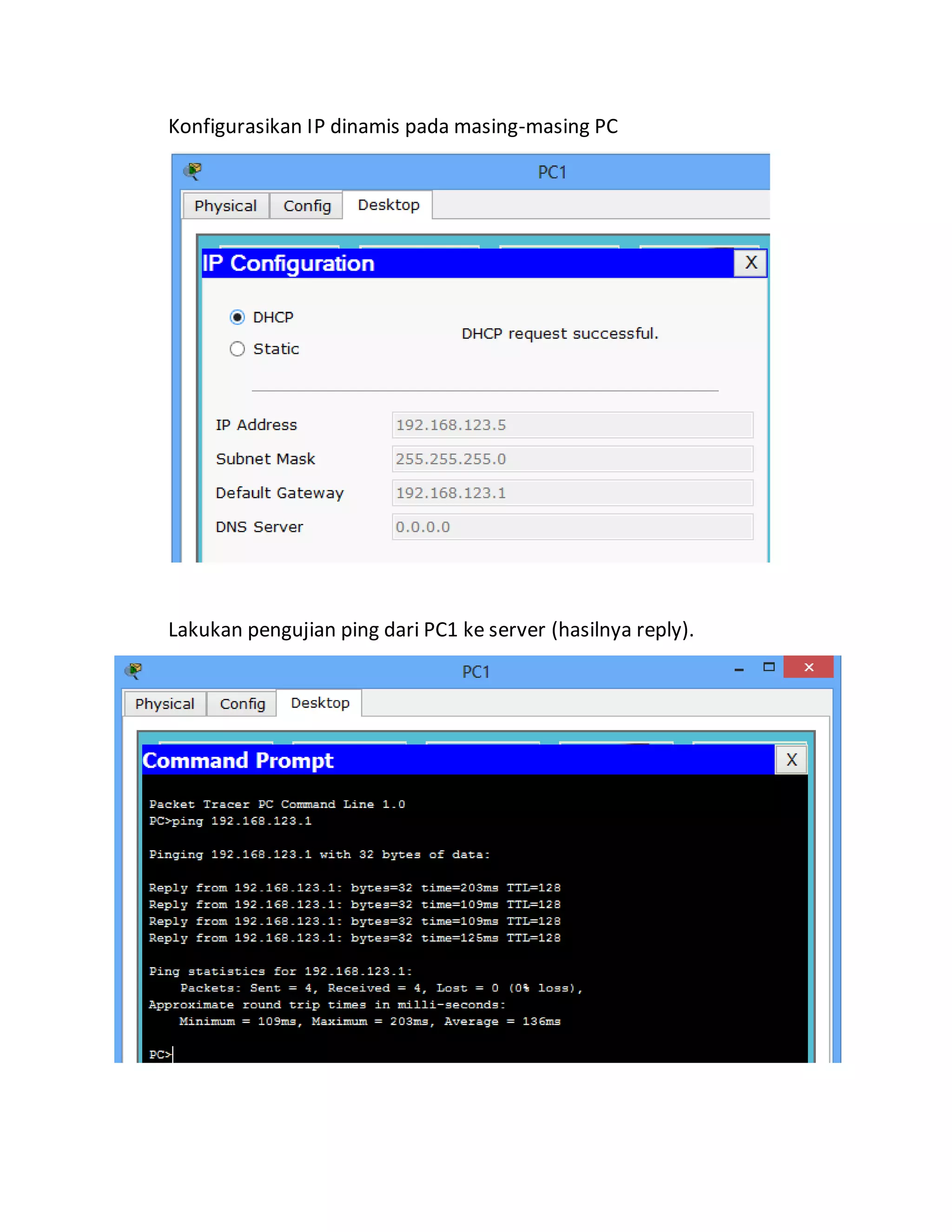 Praktikum jaringan komputer 3 dhcp server eksperimen | DOCX