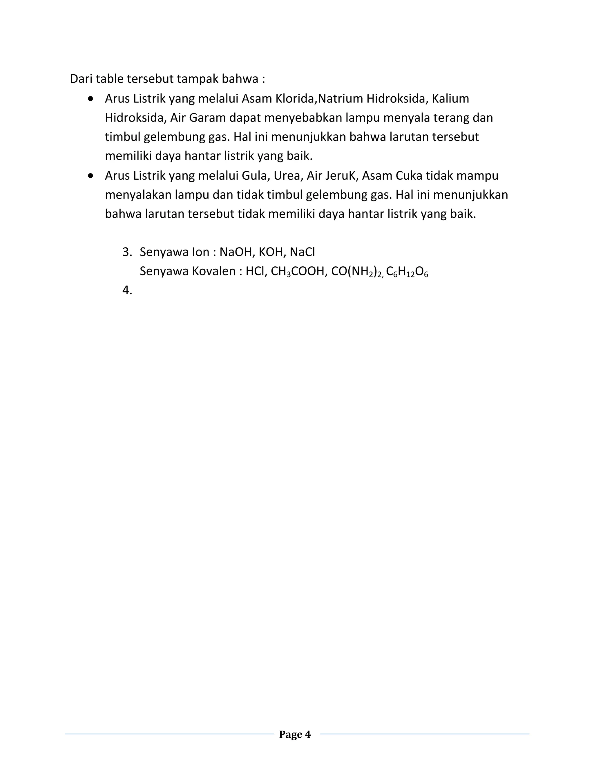 Praktikum kimia uji daya hantar listrik | DOCX