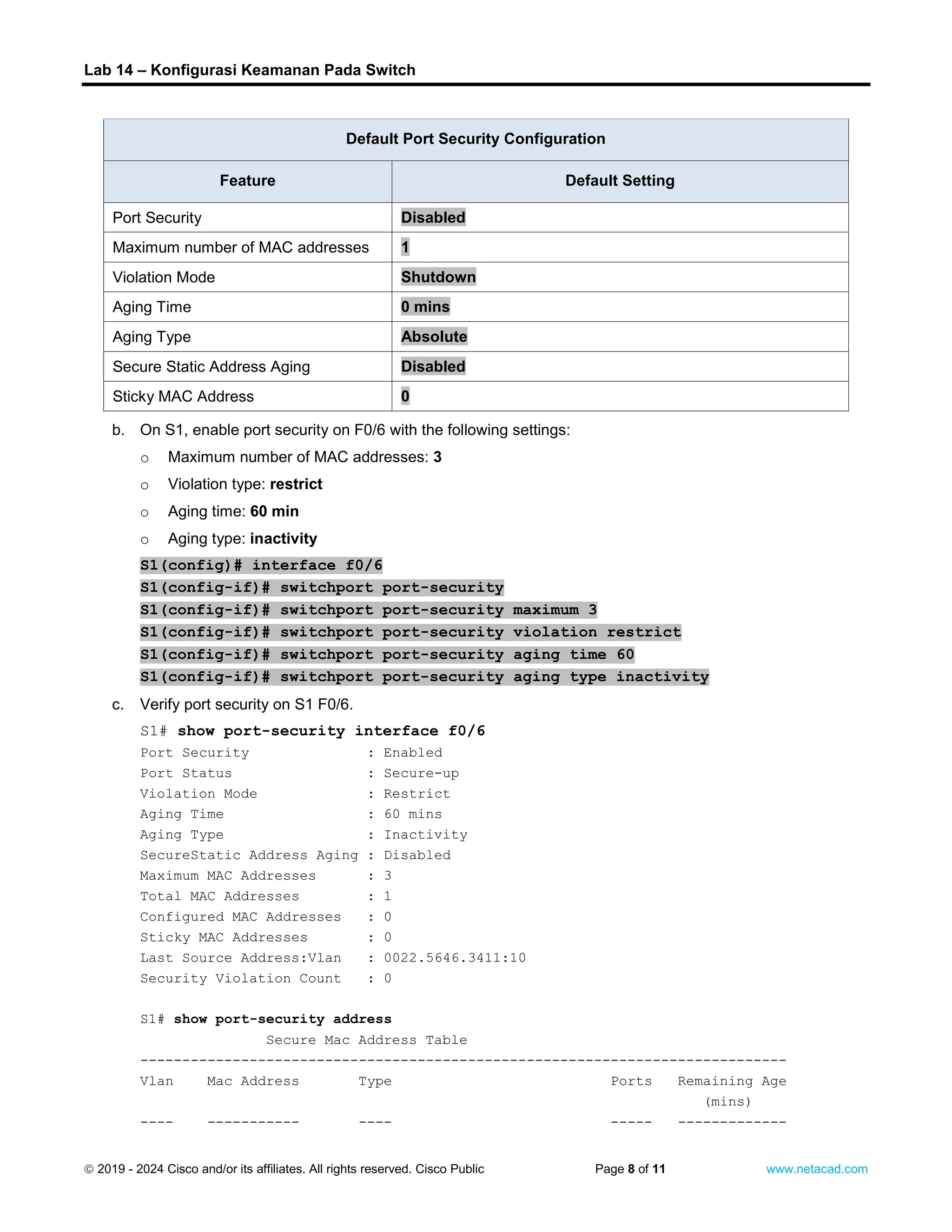 Praktikum Lab 14 Switch Security Configuration Docx