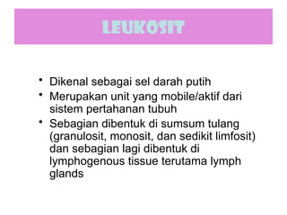 Darah leukosit dan trombosit penting bagi tubuh. PPTX | PPT