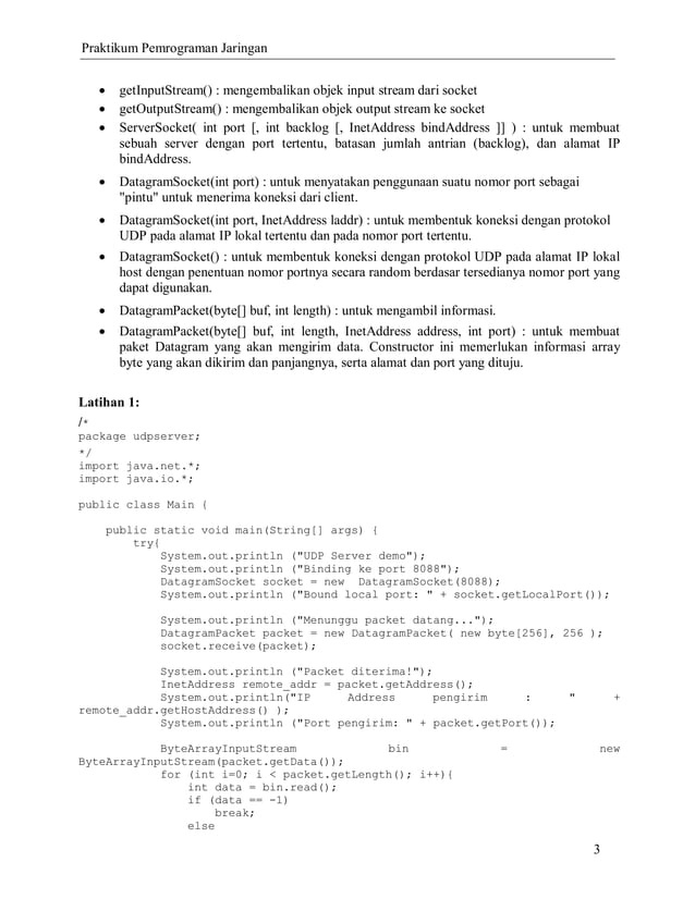 Praktikum pemrograman jaringan-1-3 | PDF