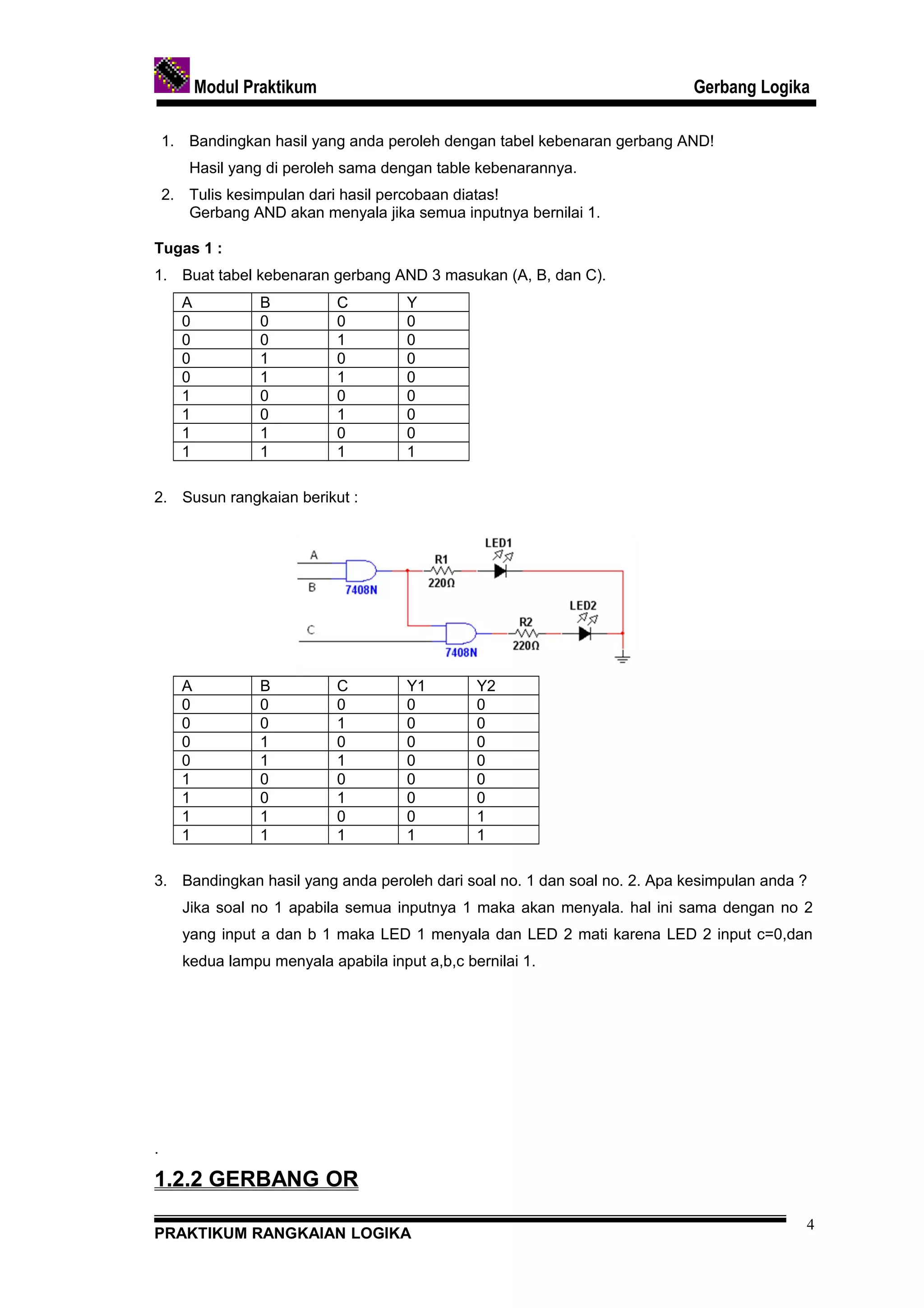 Praktikum rangkaian logika gerbang dasar | DOC