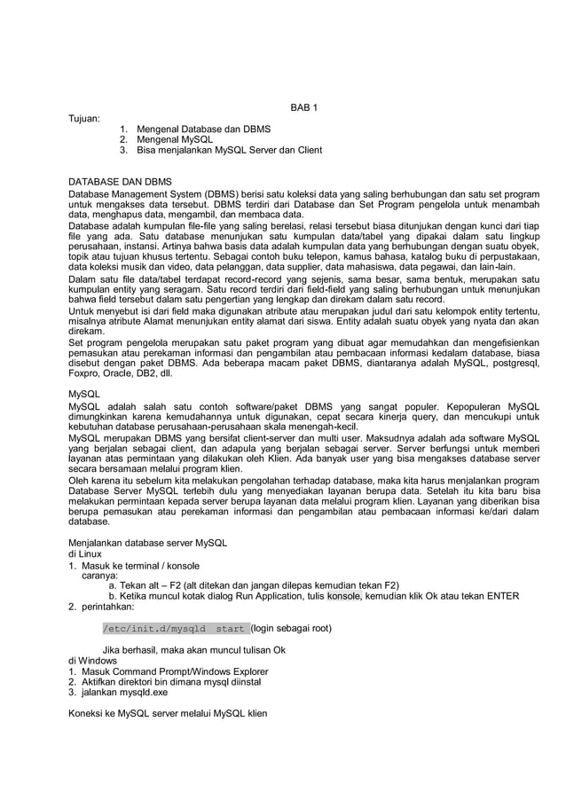 Modul Praktikum Sistem Basis Data | PDF