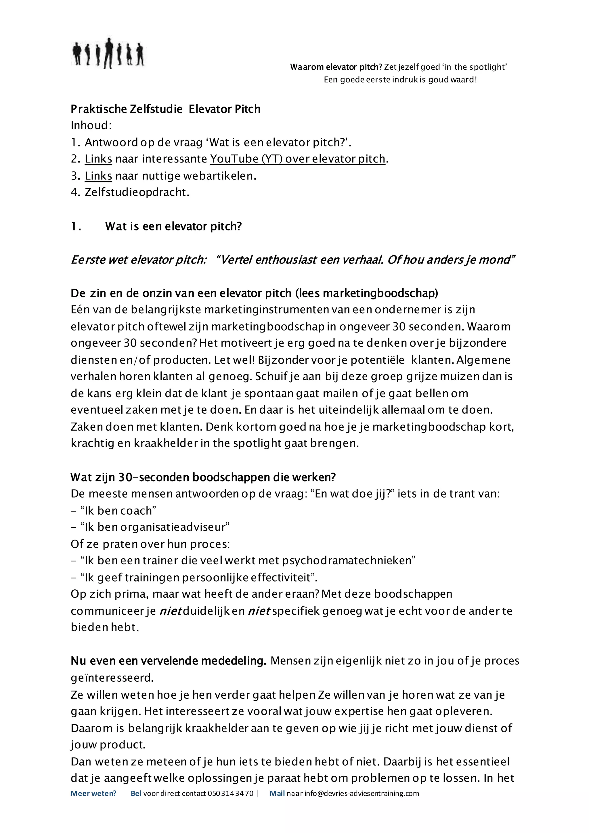 Praktische zelfstudie over elevator_pitch | DOCX