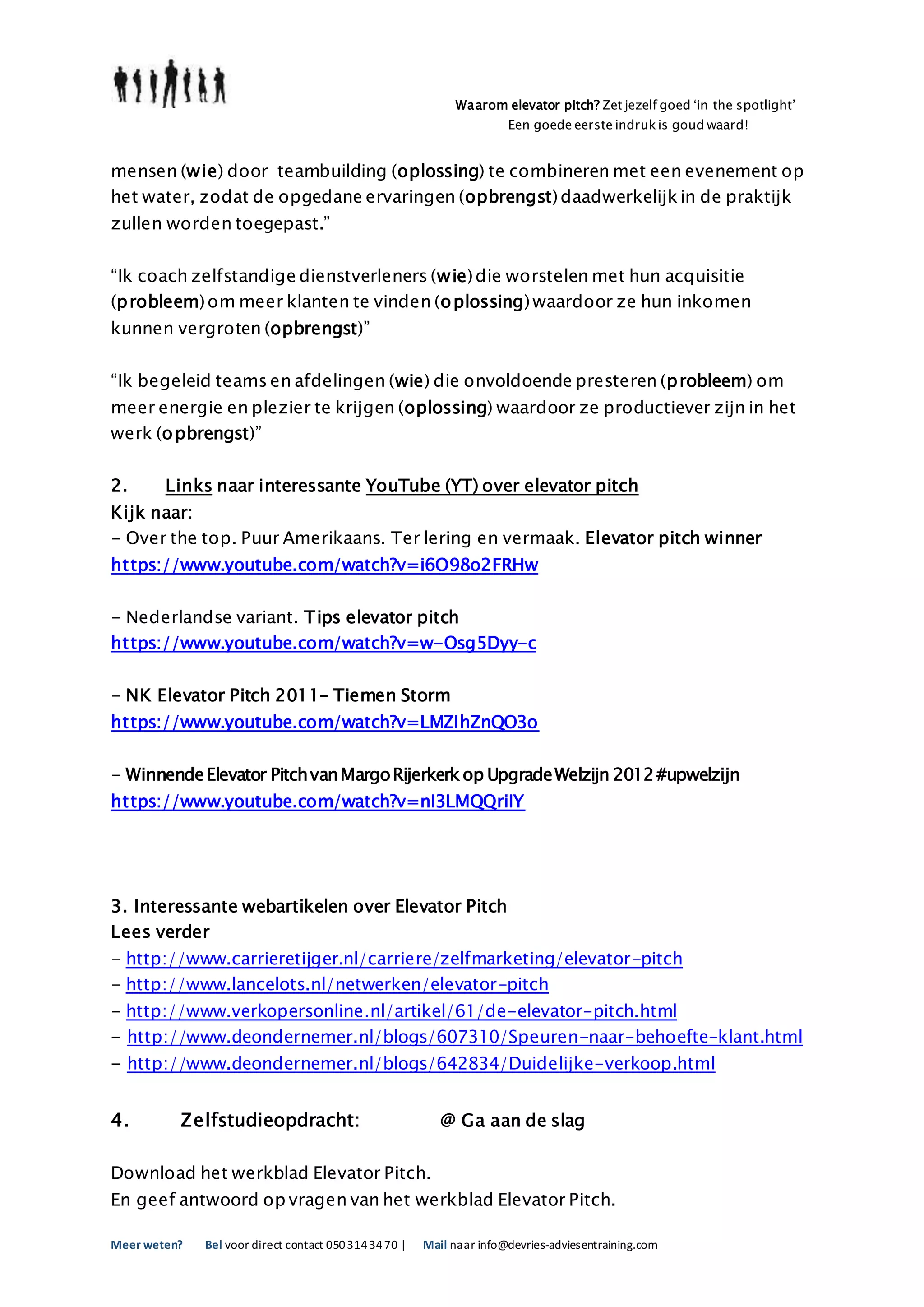 Praktische zelfstudie over elevator_pitch | DOCX