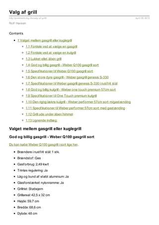 Vælg den bedste grill 2013 - Gasgrill elle kuglegrill? | PDF