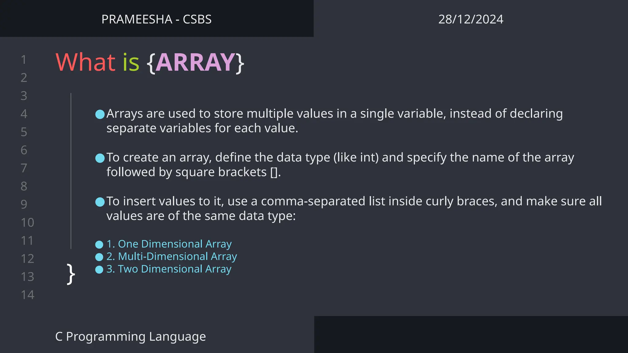 PASSING ONE DIMENSIONAL ARRAY AS ARGUMENT PPT.pptx
