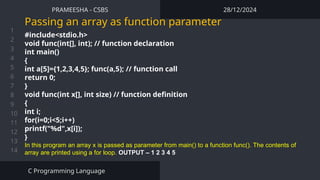PASSING ONE DIMENSIONAL ARRAY AS ARGUMENT PPT.pptx
