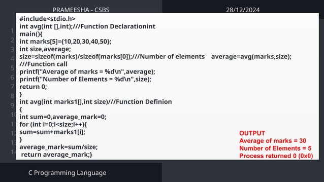 PASSING ONE DIMENSIONAL ARRAY AS ARGUMENT PPT.pptx