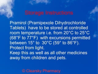 Pramirol (Pramipexole Dihydrochloride Tablets) | ODP