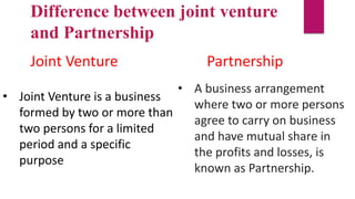 Difference b/w consignment and joint venture and partnership | PPTX