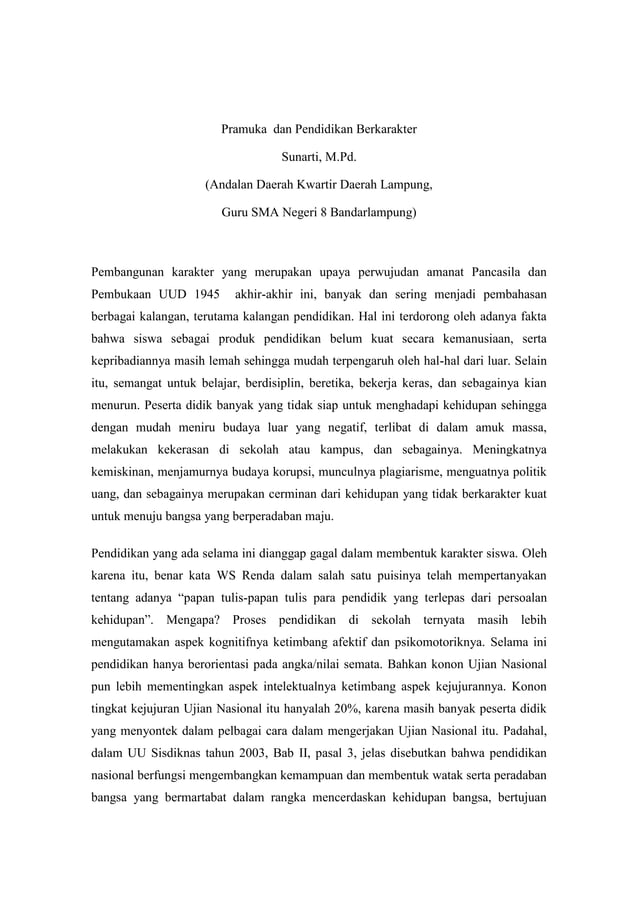 Pramuka dan pendidikan berkarakter | PDF