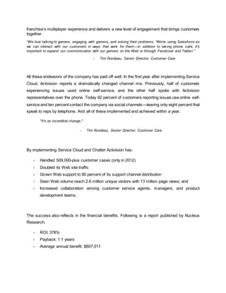 Activision – Leveraging Social Customer Care | DOCX
