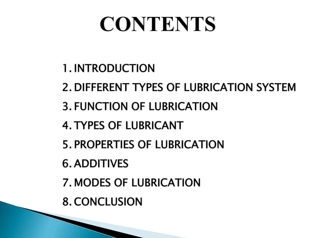 Presentation on Lubrication | PPTX | Chemistry | Science