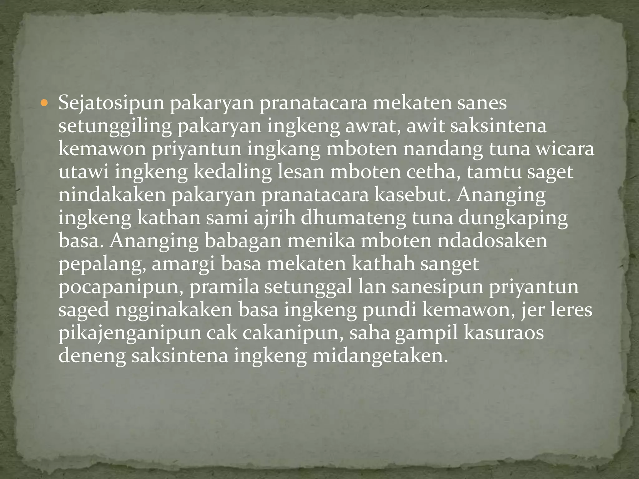 Pranatacara - Bahasa Jawa SMAN 5 Yogyakarta | PPTX