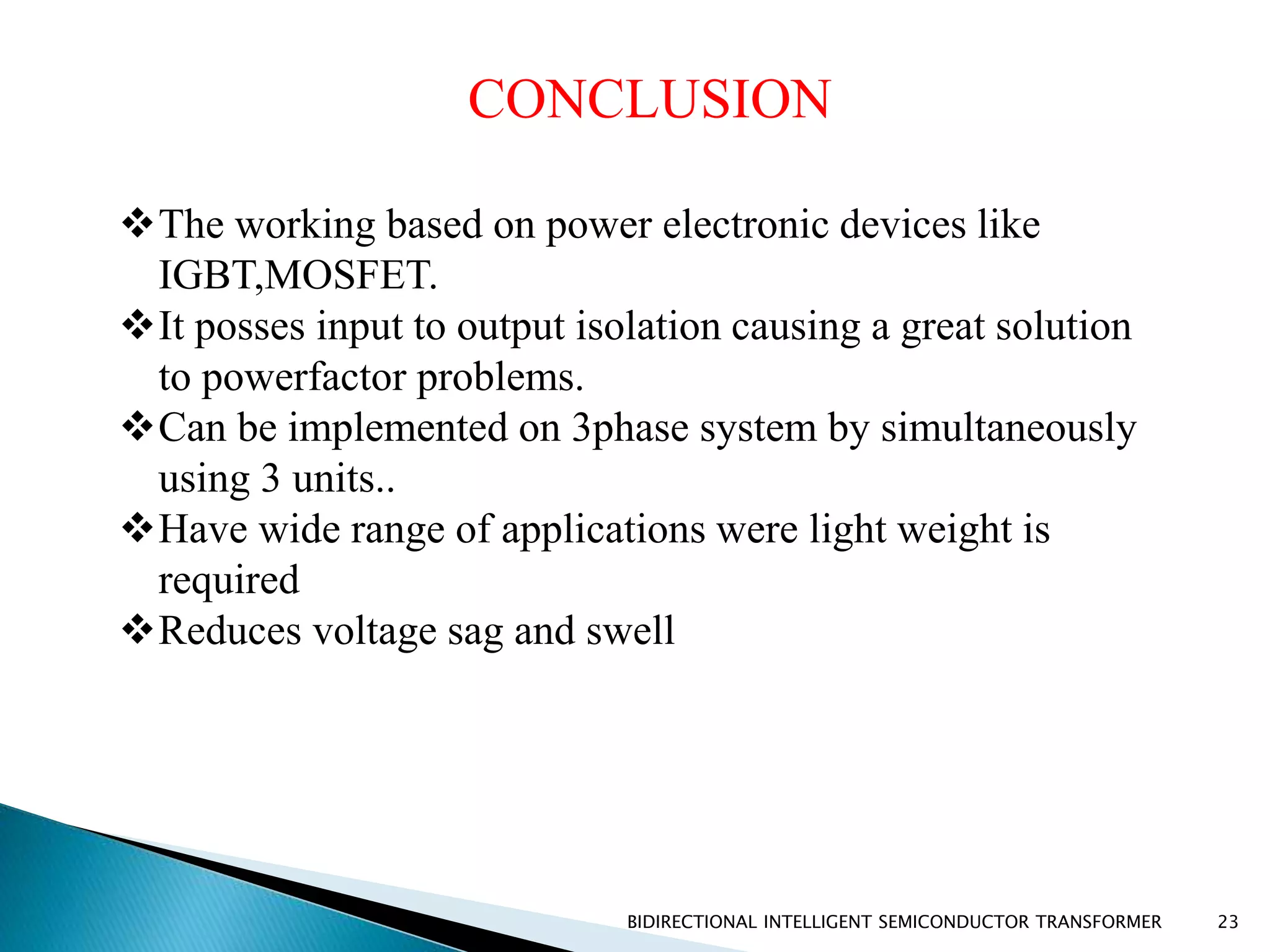 bi directional intelligent semiconductor transformer P | PPT