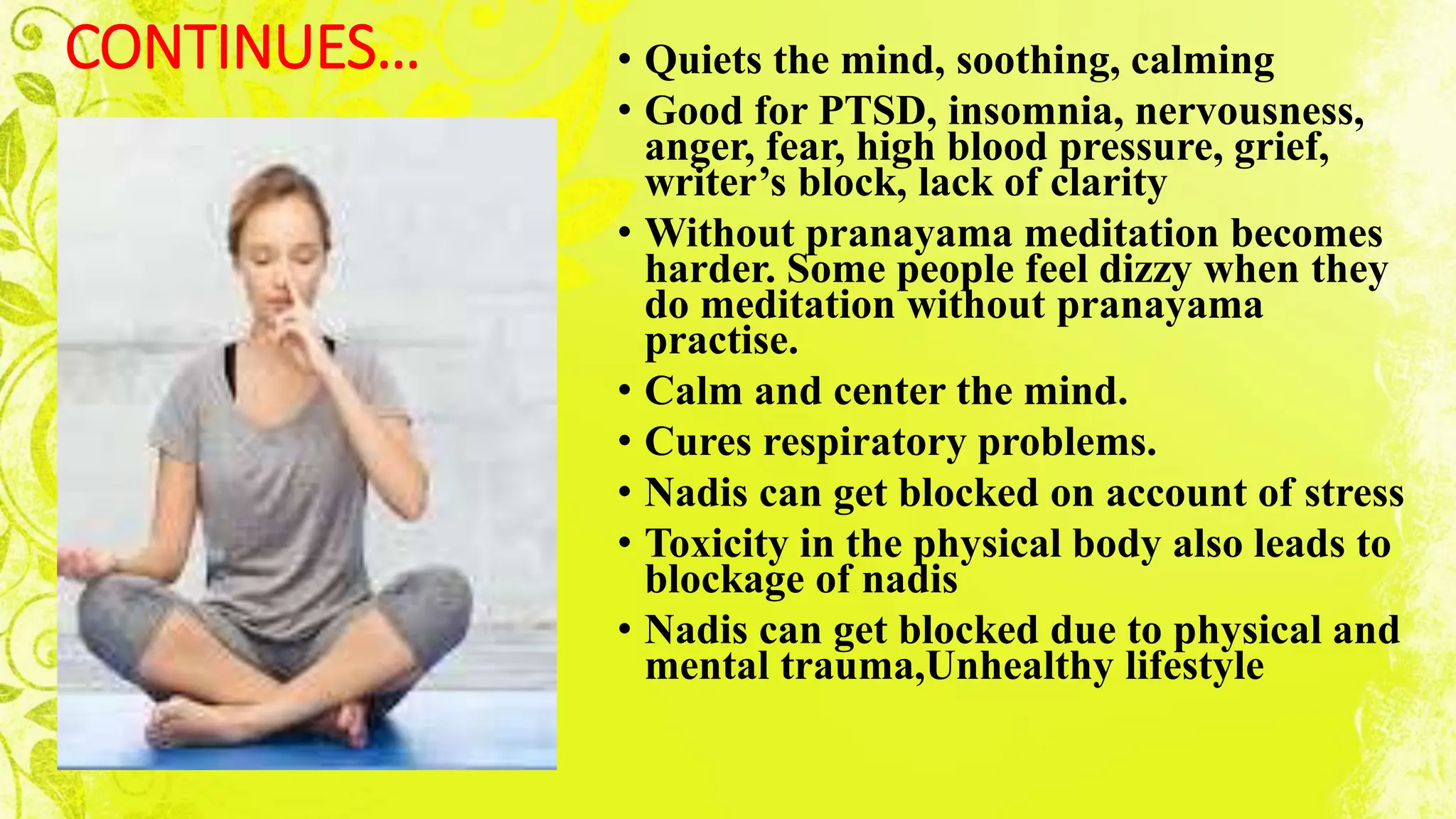 Pranayama breathing techniques benefits-ppt | PPTX