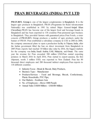 Pran beverages (India) pvt ltd & muttha industries pvt. ltd | DOCX