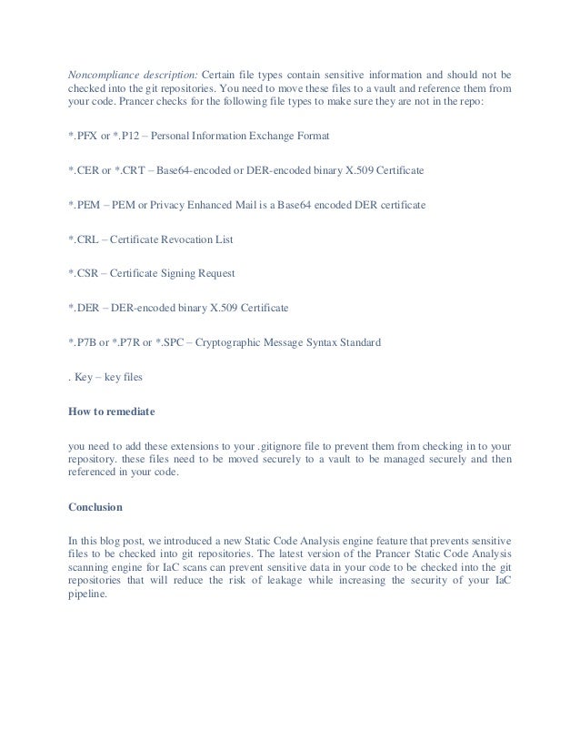 Prancer iac security scanner prevents sensitive files to be checked in ...