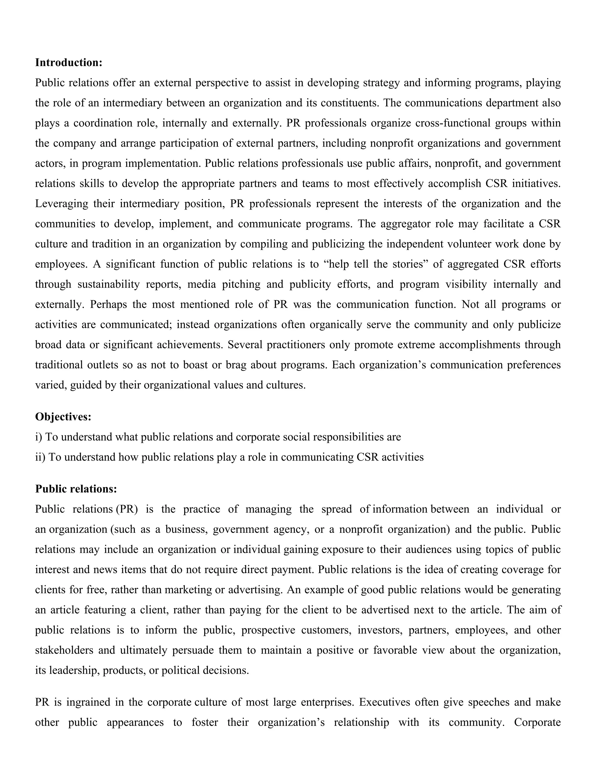 PR and its role in communicating corporate social responsibilities | PDF