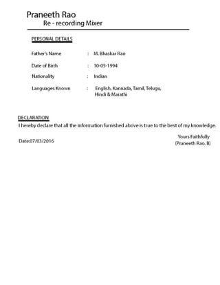 Praneeth resume | PDF