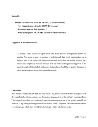 Pran RFL group Market analysis | DOCX