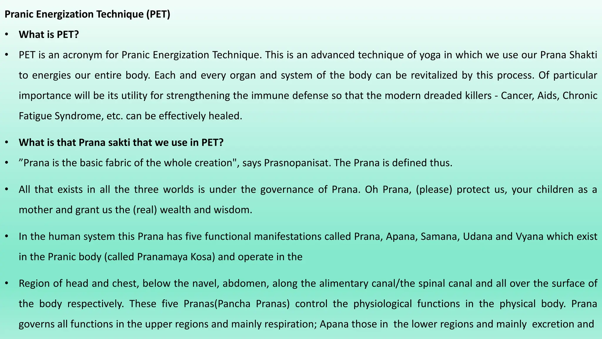 Pranic Energization Technique (PET)- pratyahara | PPTX