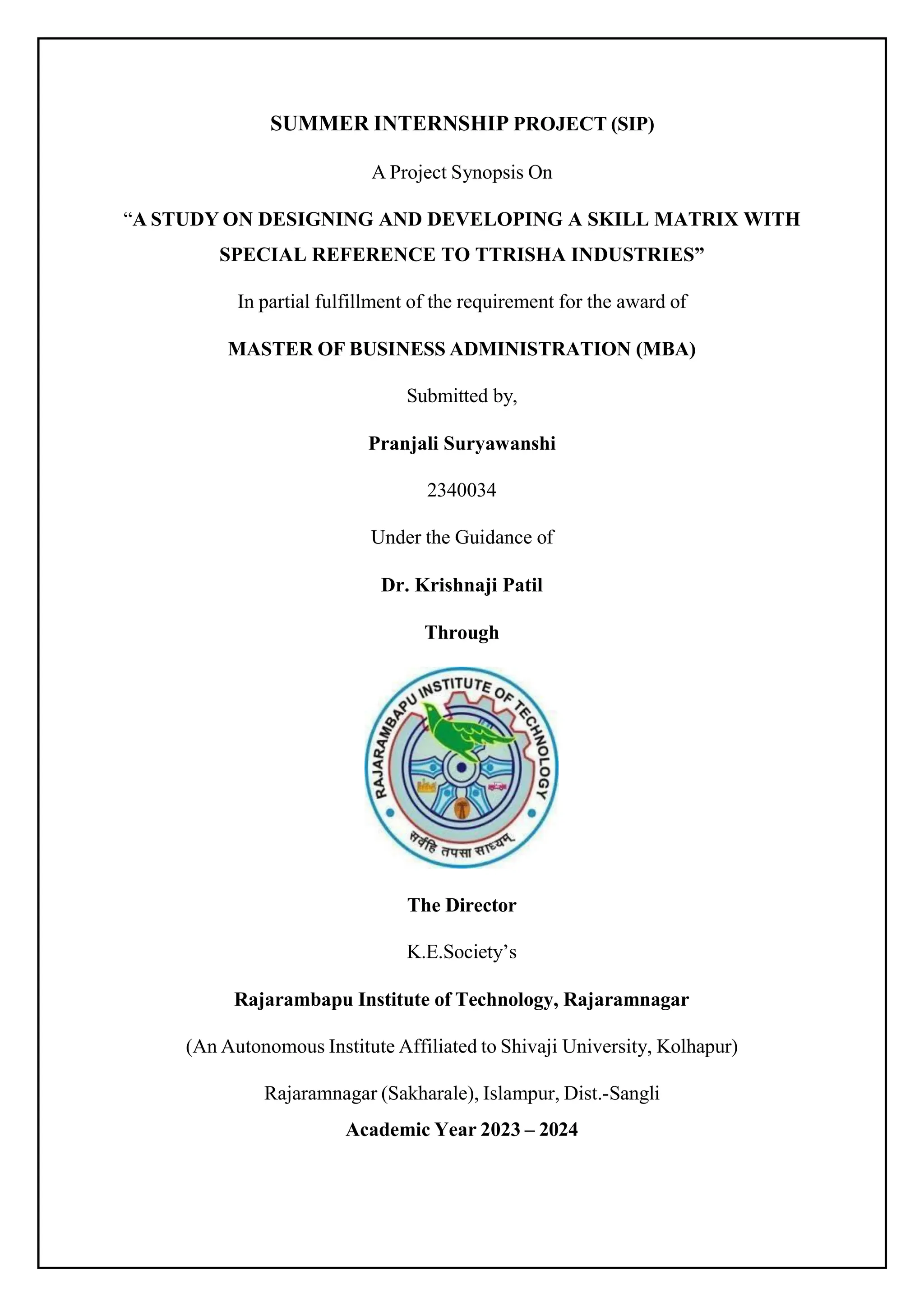 Pranjali. Skill Matrix. Summer Internship Programme ship .pdf