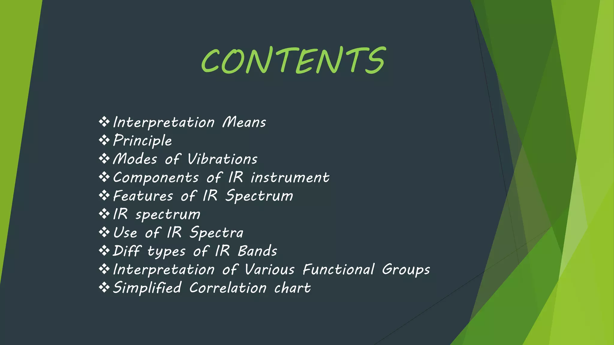 Interpretation of IR Spectra PPT ( Pranjali Yadav ) | PPTX | Chemistry ...