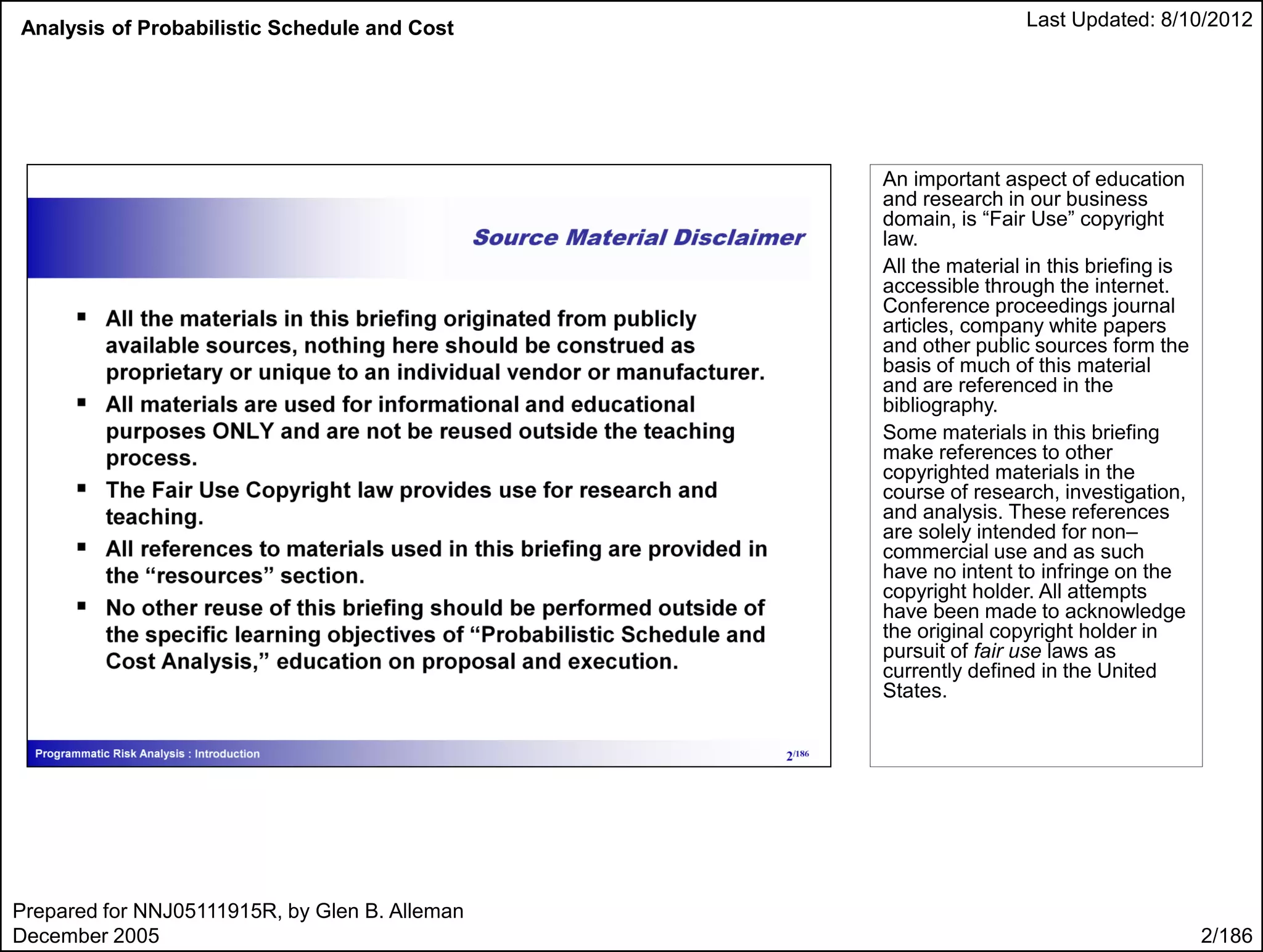 Probabilistic Cost, Schedule, and Risk management | PDF