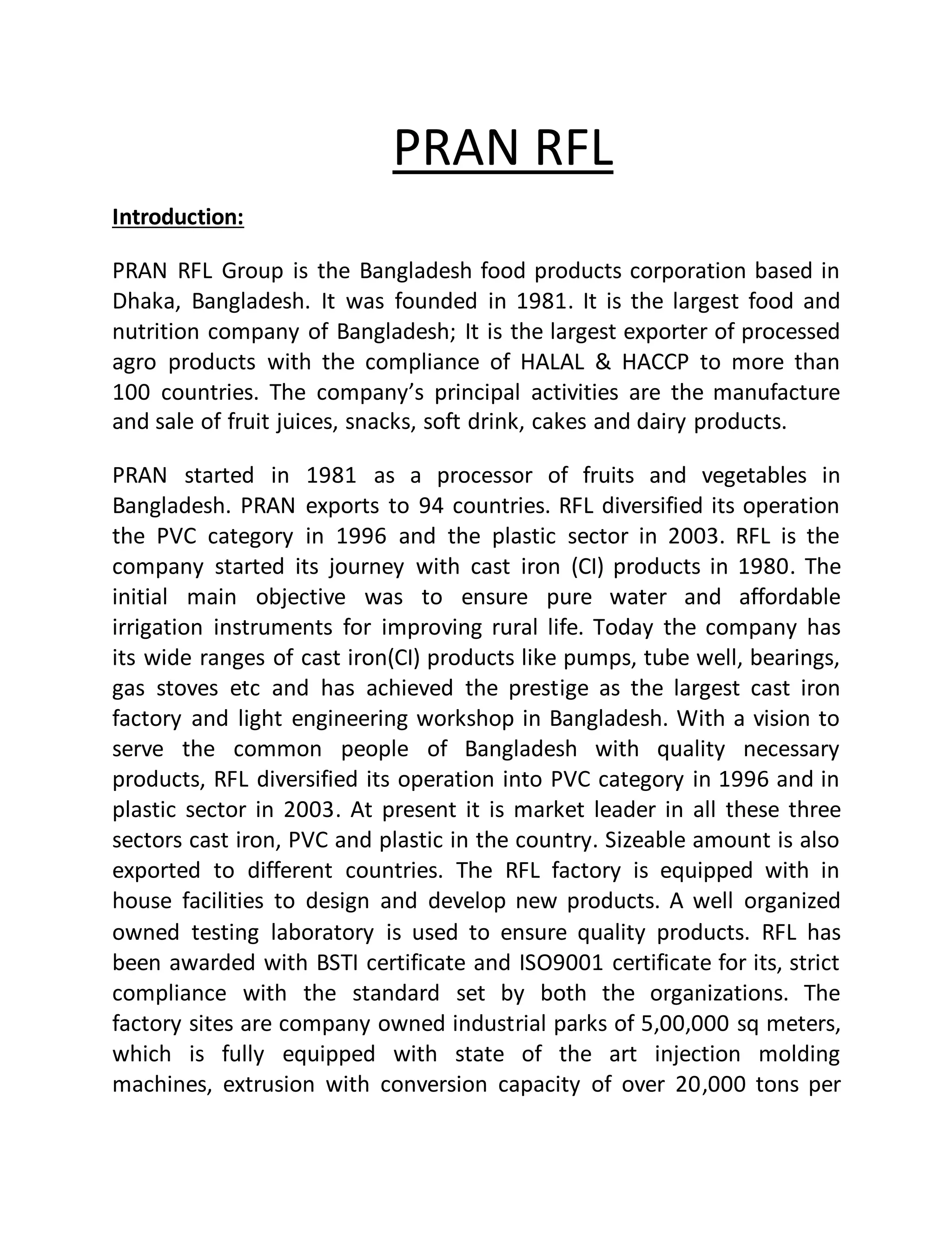 Pran - RFL Group | DOCX