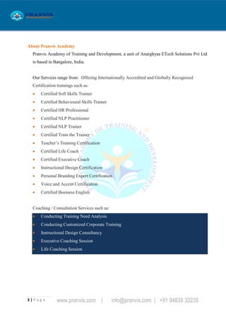 Pranvis certified soft skills trainer brochure | PDF