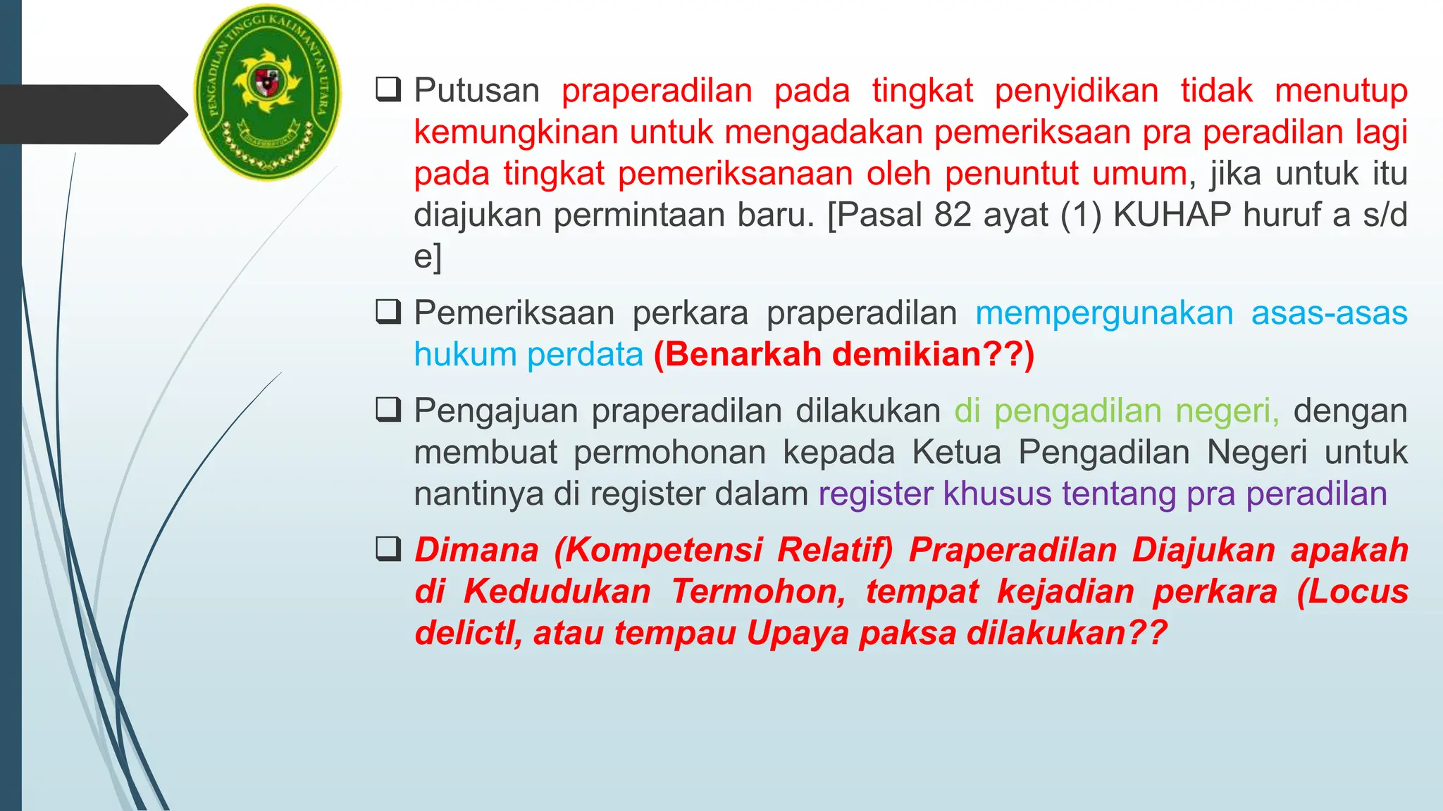 Pra Peradilan di dalam persidangan pengadilan | PPTX