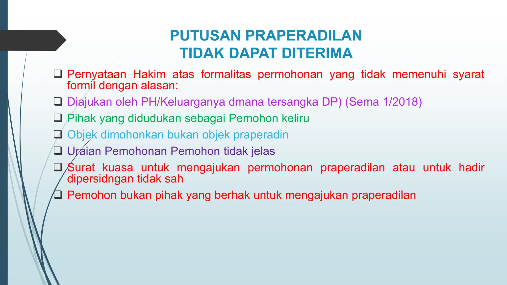Pra Peradilan di dalam persidangan pengadilan | PPTX
