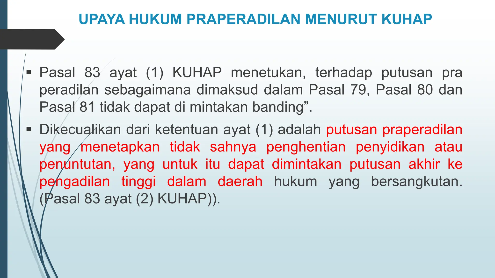 Pra Peradilan di dalam persidangan pengadilan | PPTX