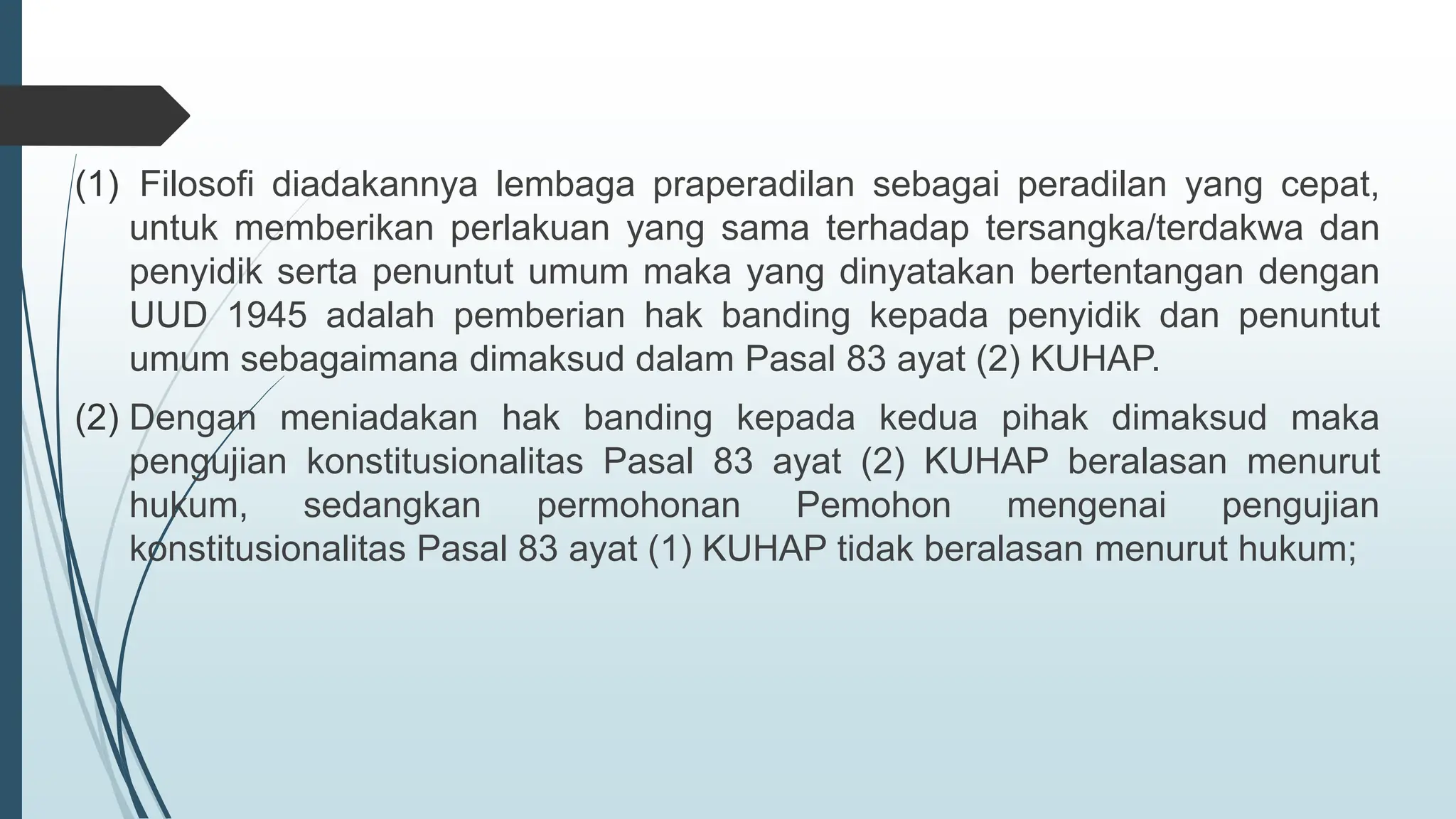 Pra Peradilan di dalam persidangan pengadilan | PPTX