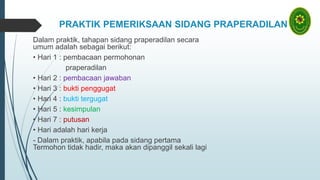 Pra Peradilan di dalam persidangan pengadilan | PPTX