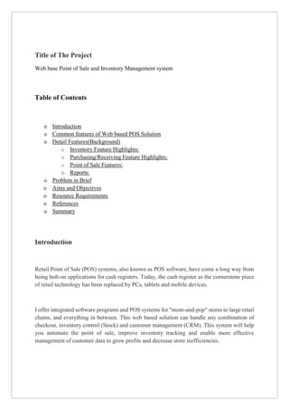 Proposal for Point of Sale and Inventory Management Systems | PDF