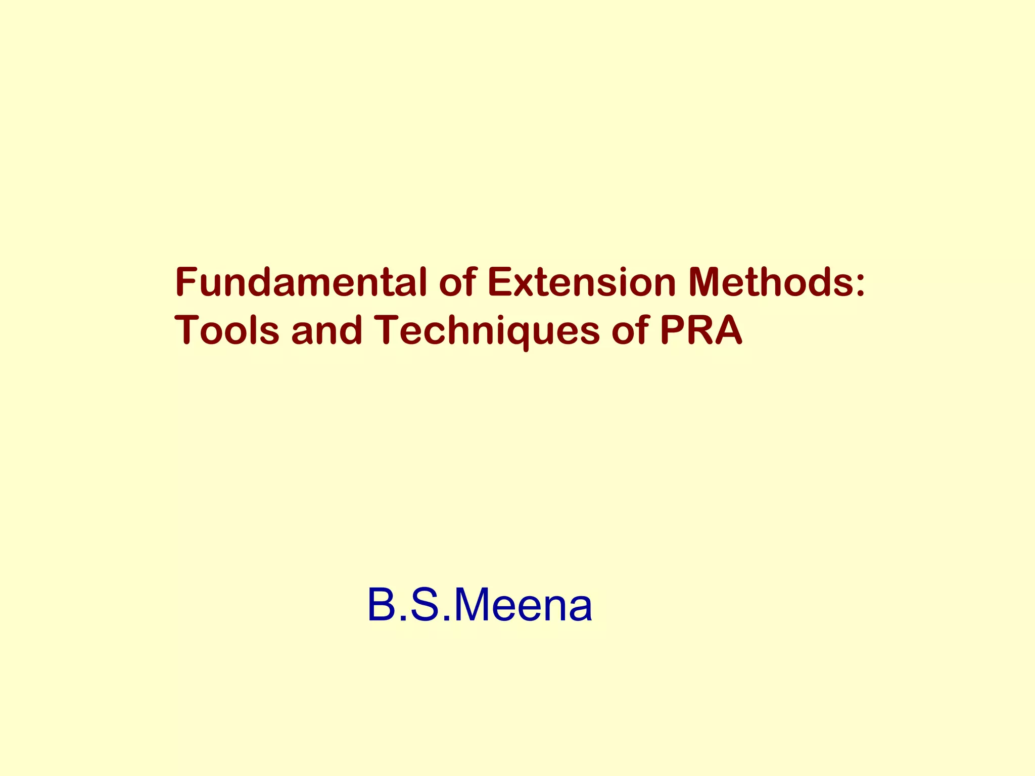 Fundamental of Extension Methods: Tools and Techniques of PRA | PPT