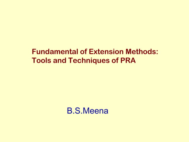 Fundamental of Extension Methods: Tools and Techniques of PRA | PPT