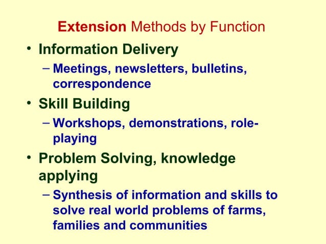 Fundamental of Extension Methods: Tools and Techniques of PRA | PPT