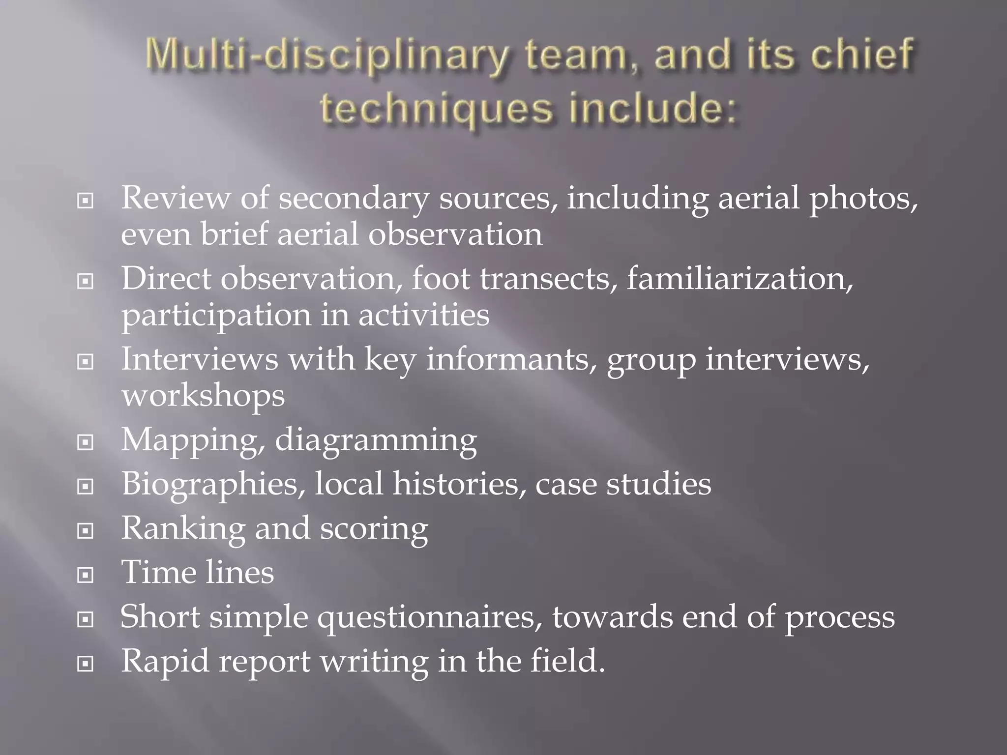 rapid rural appraisal and participatory rural appraisal | PPTX