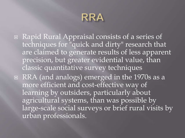 rapid rural appraisal and participatory rural appraisal | PPTX rapid rural appraisal and participatory rural appraisal | PPTX