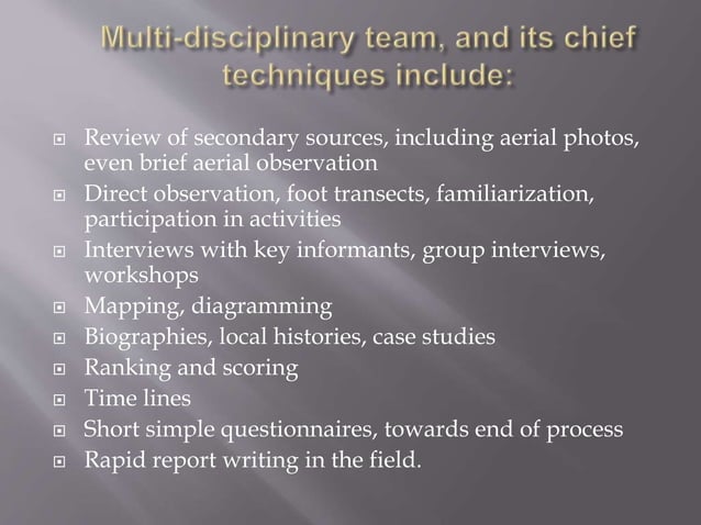 rapid rural appraisal and participatory rural appraisal | PPTX