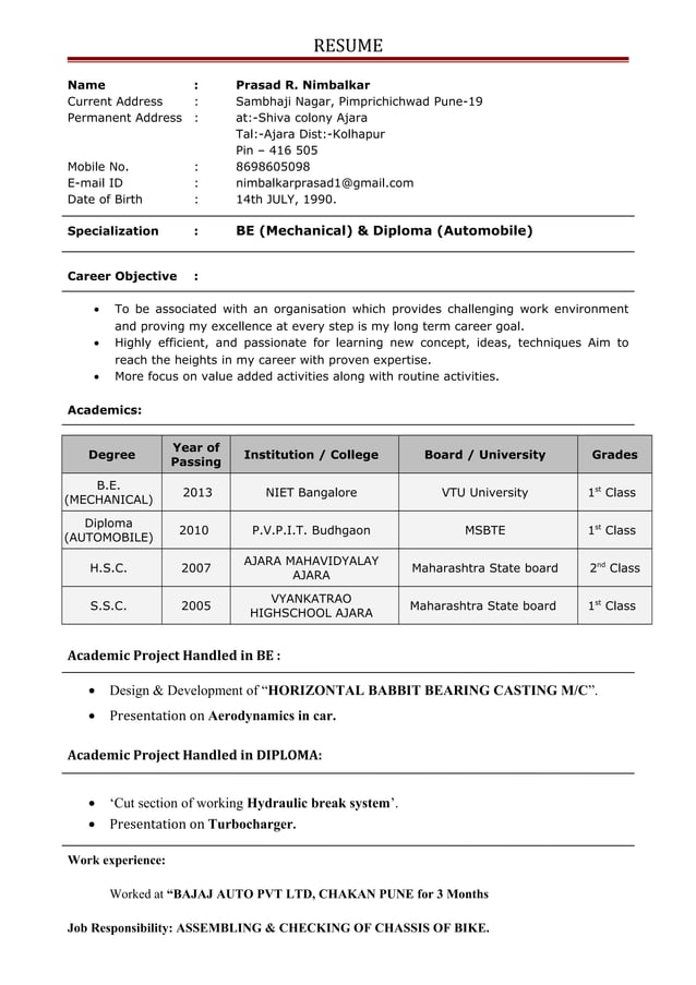 Prasad n. resume | PDF