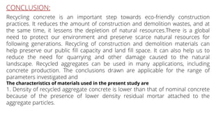 Recycle and reuse of Demolished concrete | PPTX