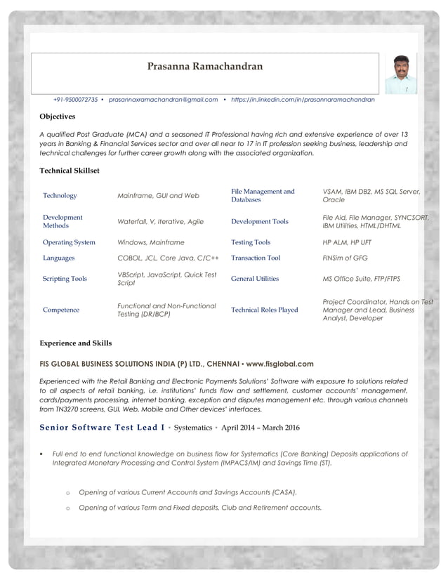 Prasanna ramachandran skill set | PDF
