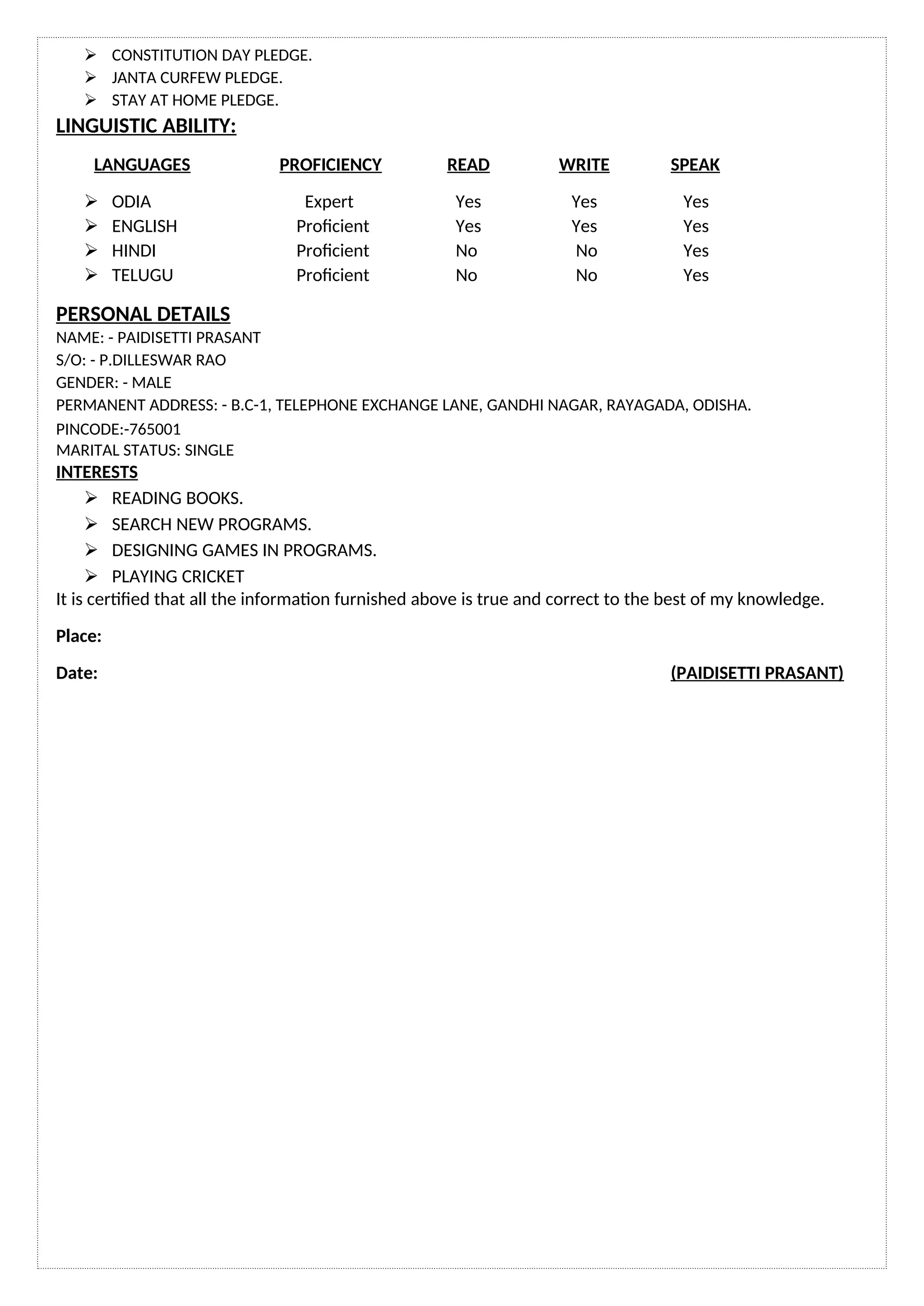 Mr. Paidisetti Prasant | PDF