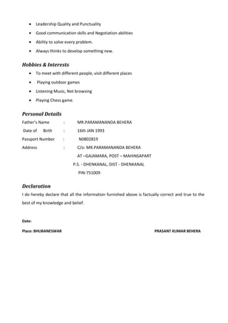 Prasant kumar behera updated | DOC