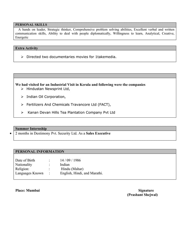 Prashant cv | PDF